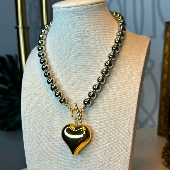 Lovelee | Jewelry | Huge Stainless Steel Punk Rock Heart Necklacechoker ...